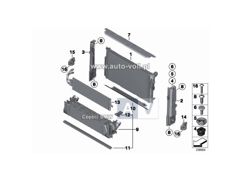 17117600539 Wspornik chłodnicy BMW F20 F30 F31 F32 F36 F34 F87 ...