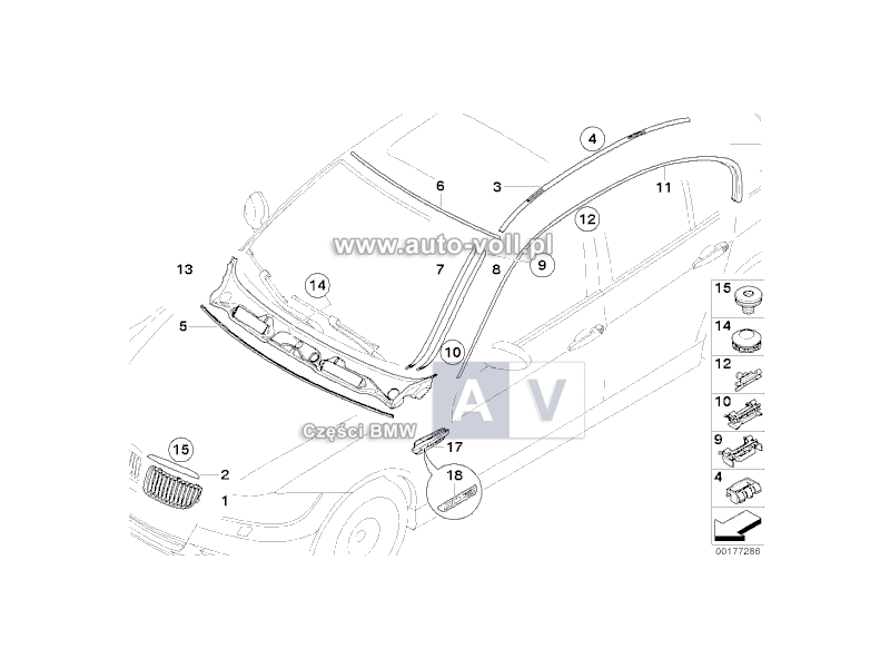51130034044 Listwa odprow. wodę lakierowana prawa - 51130034044 ...