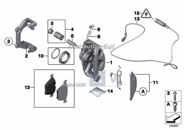34356791960 Czujnik klocków tył BMW F01 F02 F04 730 740 750 760 ...